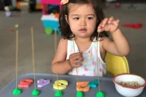 Pasta Threading Activity for Toddlers | Mombrite