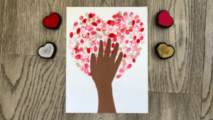 Valentine's Day Handprint Craft with Fingerprint Heart | Mombrite