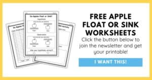 Simple Apple Sink or Float Experiment (Free Printable) | Mombrite