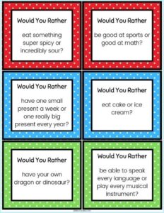 100+ Would You Rather Questions for Kids [Free Printable Cards] | Mombrite