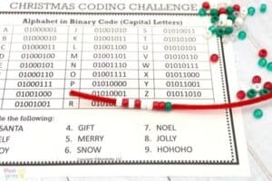 Binary Code Alphabet Christmas Ornaments for Kids | Mombrite