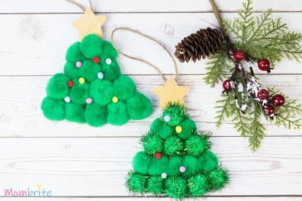 Easy Pom Pom Christmas Tree Ornament Craft | Mombrite