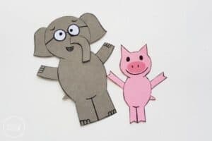 Piggie and Elephant Popsicle Stick Puppets [Free Template] | Mombrite