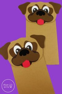 Pug Dog Paper Bag Puppet Craft [Free Printable Template] | Mombrite