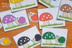 Free Printable Snail and Mushroom Color Matching Activity for Toddlers ...