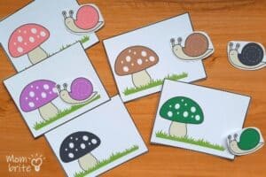 Free Printable Snail and Mushroom Color Matching Activity for Toddlers ...