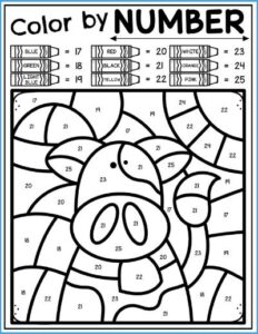 Farm Color By Number Worksheet Printable