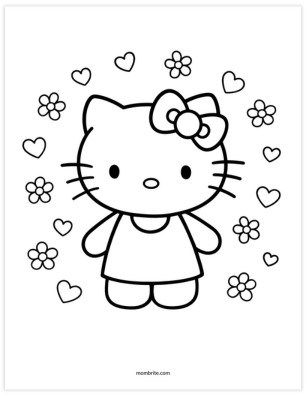 Cute Hello Kitty Coloring Pages for Kids [Free Printable] | Mombrite