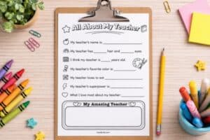 All About My Teacher Printable (Free PDF Download)